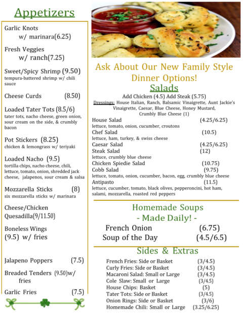 Menu | Kelly’s Sports Bar